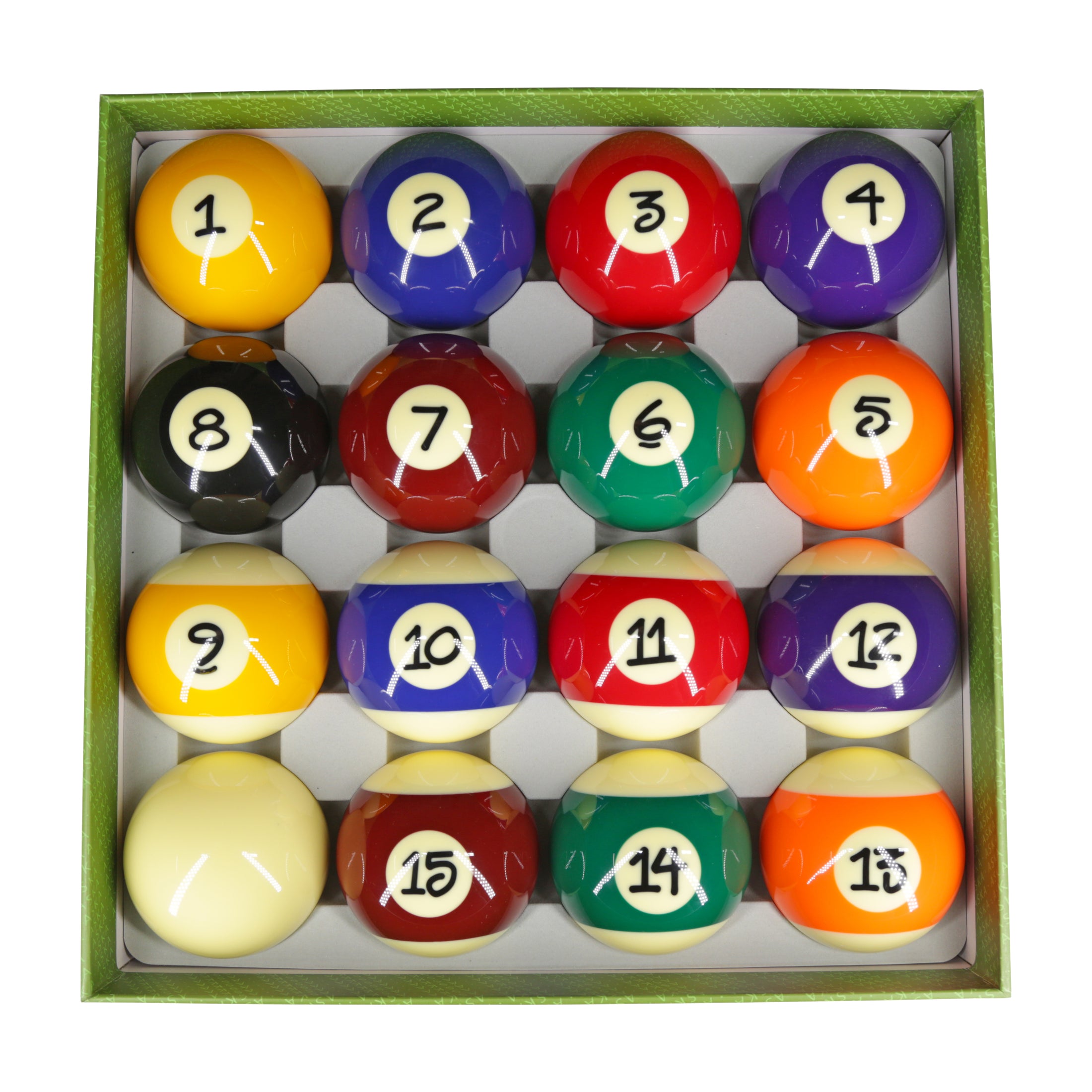 ASKA Stylized Number Billiard Ball Set - Complete 16-Ball Set (2.25 ...