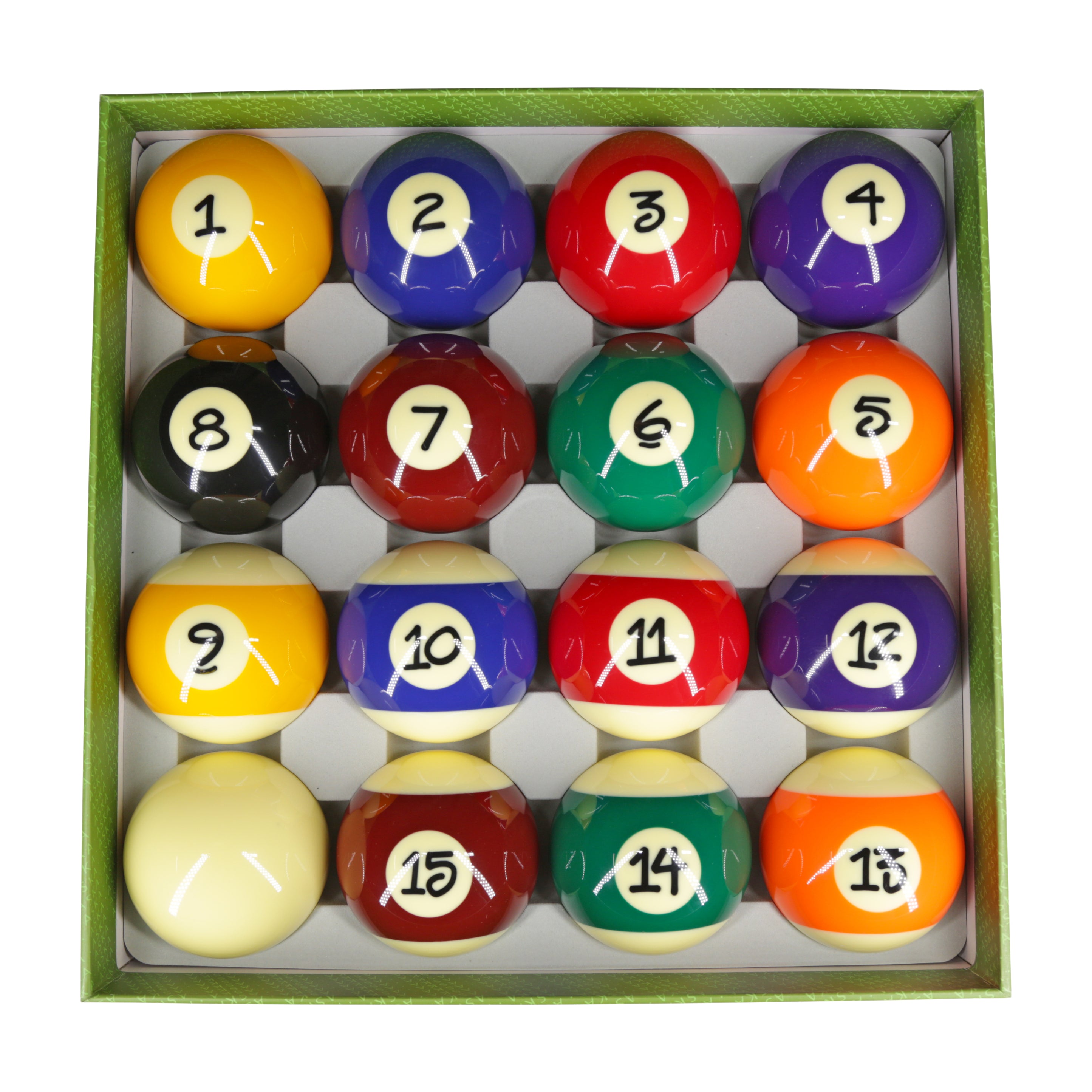 ASKA Stylized Number Billiard Ball Set - Complete 16-Ball Set (2.25 ...