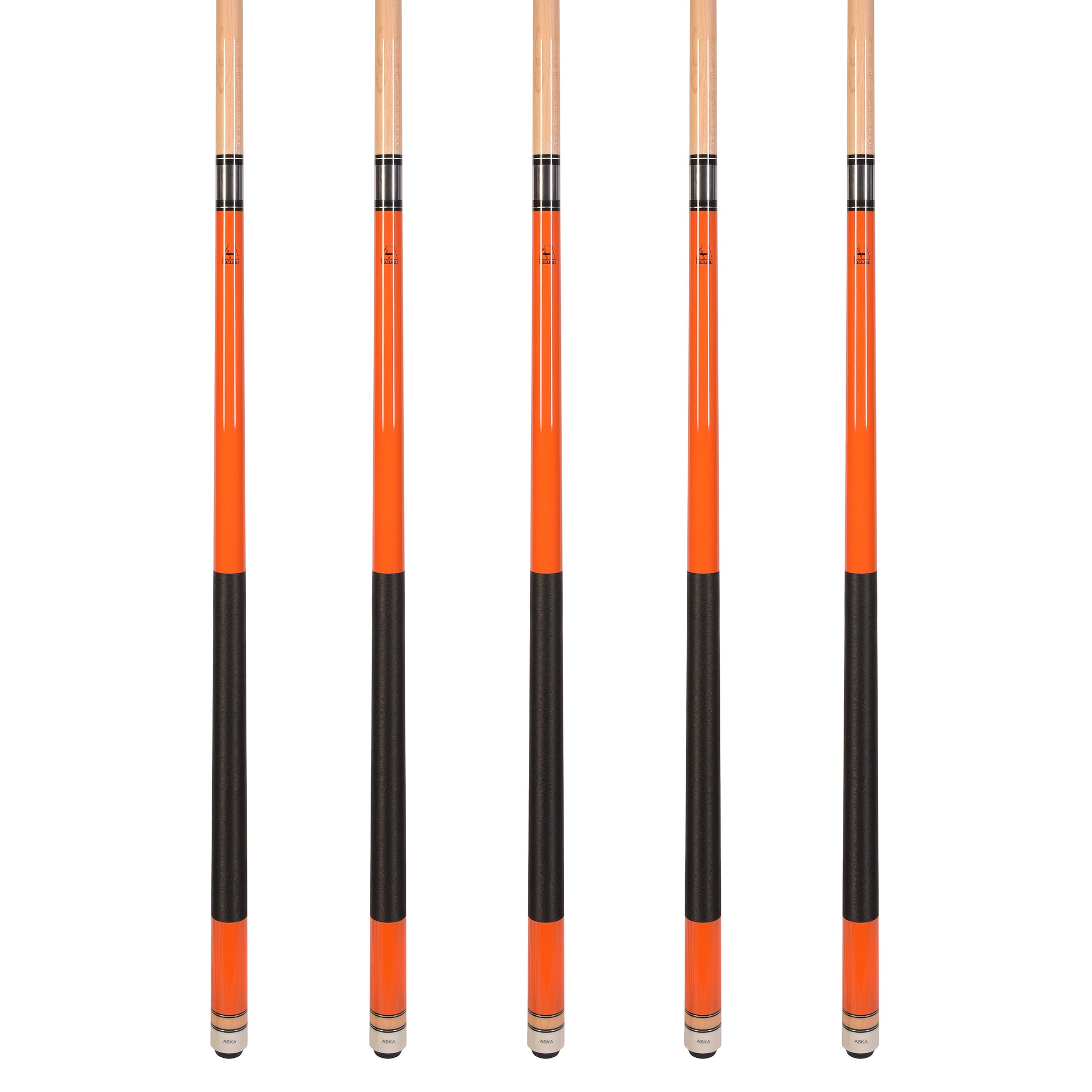 Set of 5 Orange Aska L2 Billiard Pool Cues, 58" Hard Rock Canadian Map ...