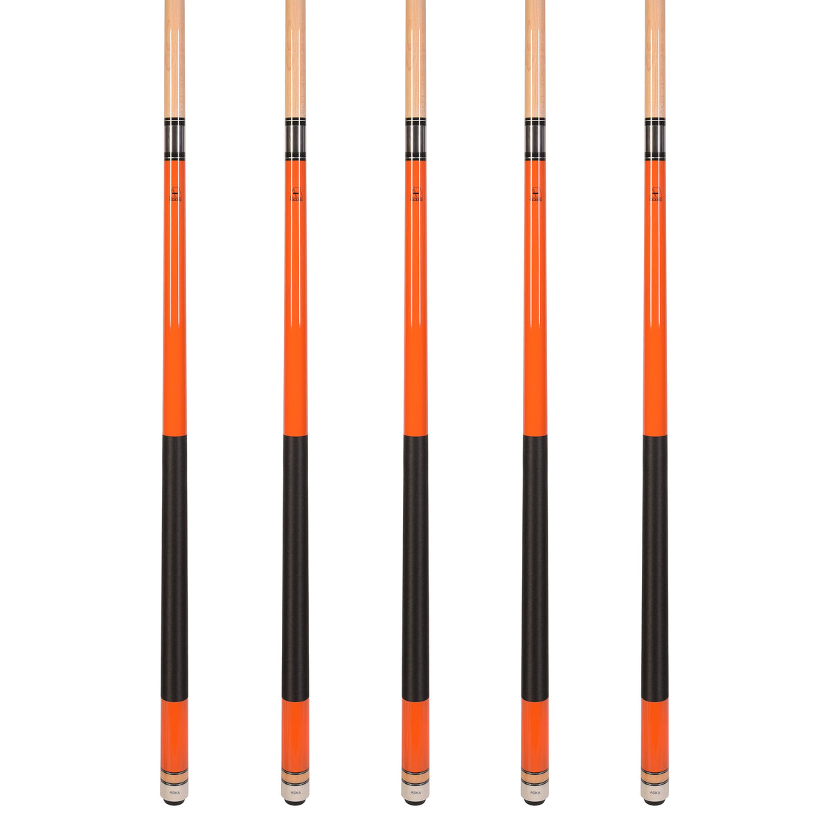 Set of 5 Orange Aska L2 Billiard Pool Cues, 58" Hard Rock Canadian Map ...